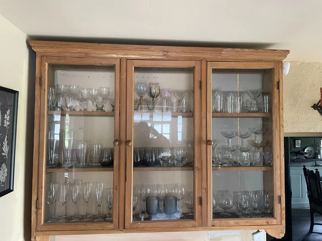 ANTIQUE EARLY 20TH Century wooden glass door wall unit originally ...