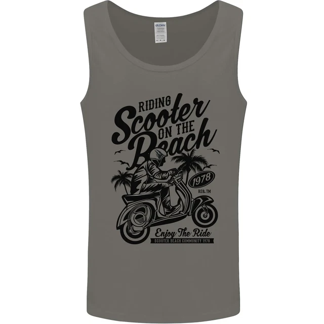 SCOOTER ON THE Beach MOD Mens Vest Tank Top $17.85 - PicClick CA