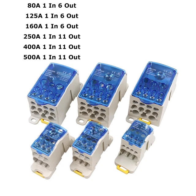 80A ~ 500A Power Junction Box Distribution Terminal Block Connector DIN ...