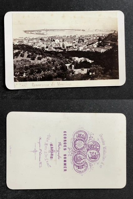 ITALIE, ITALIA, SICILIA, Panorama di Messina, Messine, circa 1870 ...