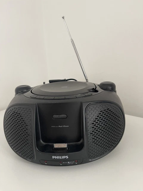 PHILIPS AZ105 BLACK Sound Machine CD Player FM Radio Stereo Boombox ...