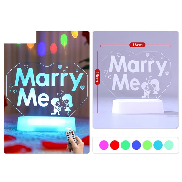 FOR ROMANTIC 3D I Love You LED Light with Adjustable Colors and ...