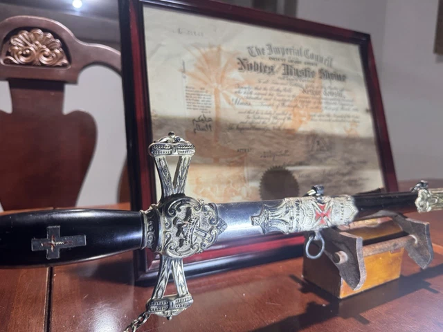 VINTAGE MASONIC KNIGHTS Templar Sword & Shriners Certificate Set USA ...