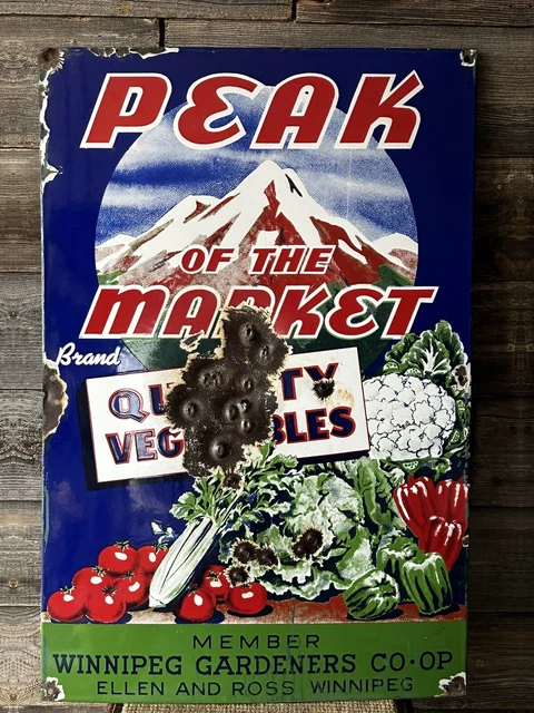 VINTAGE PORCELAIN SIGN Peak Of The Market Advertising Sign $500.00 ...