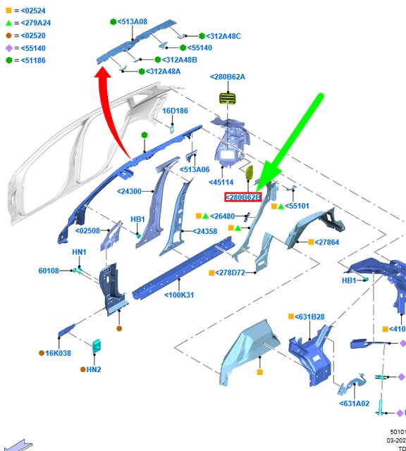 FORD KUGA CX482 MK3 Rear Vent Air Outer Grille Assy 2036797 NEW GENUINE ...