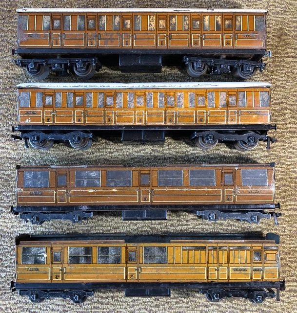 HORNBY DUBLO LNER Gresley Coaches x4 3-rail tinplate spares/repair OO ...