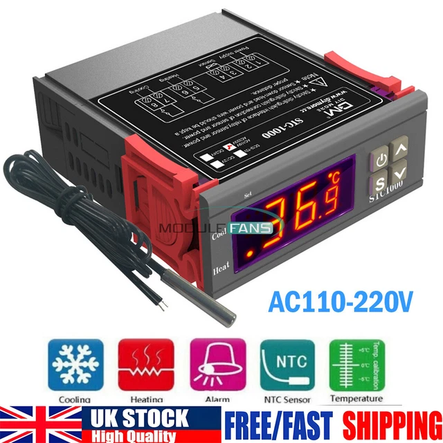 STC-1000 DIGITAL DISPLAY Temperature Controller Thermostat NTC Sensor ...