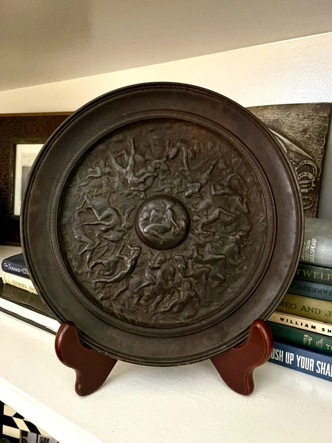 ANTIQUE BRONZE CENTERPIECE Sculptural Plate by Elkington & Co. c 1860 £ ...