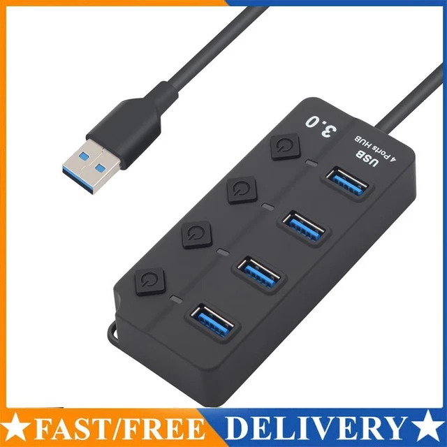 POWERED USB 3.0 Hub Splitter with Individual Switches for Computer (4 ...