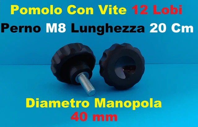 POMELLO VOLANTINO MANOPOLA Pomolo maschio con perno con vite 12 Lobi ...