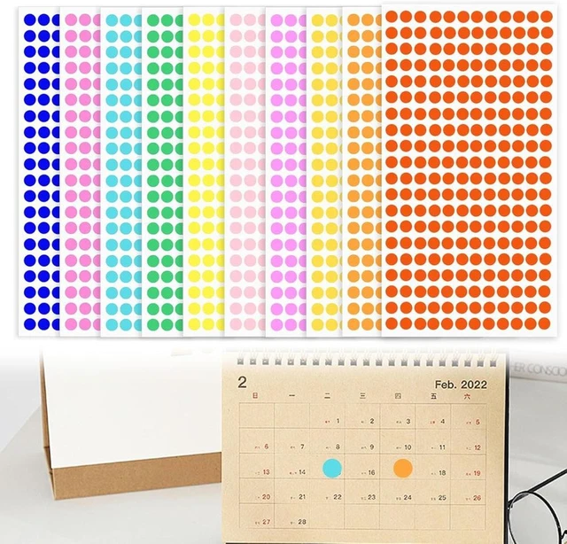 2400-PACK COLOR CODING Dot Stickers - 10mm Round Polka Dot Labels in 10 ...