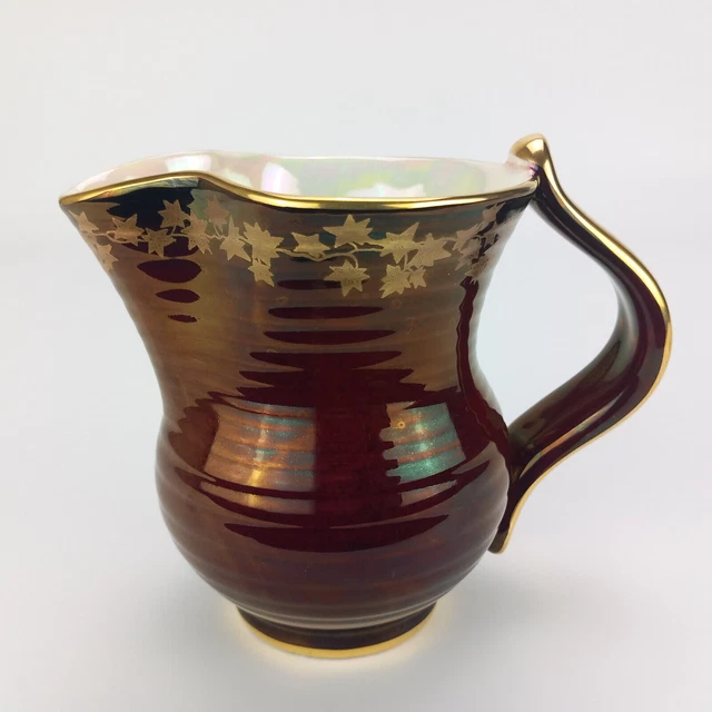 CROWN DEVON FIELDINGS Rouge Royale Gold Vine Leaves Pattern Small Jug ...