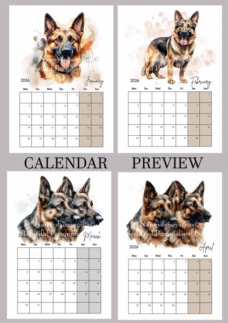 GERMAN SHEPHERD DOGS 2026 Calendar ~Animal Lover 2026 Calendar ~ 12 ...