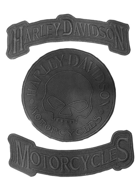 BLACK SKULL HARLEY Davidson Patches Large Embroidered Iron Sew 3 Pieces ...