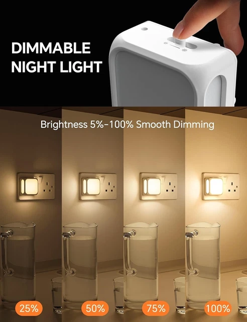 PURSNIC NIGHT LIGHT Plug in Wall, with Dusk to Dawn Photocell Sensor ...