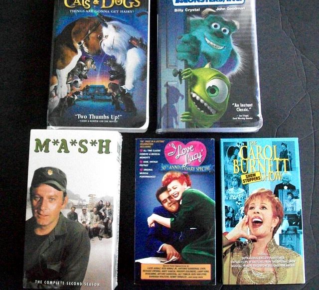 LOT OF 7 VHS Tapes Family Feature Movies Cats & Dogs, Monsters, MASH ...