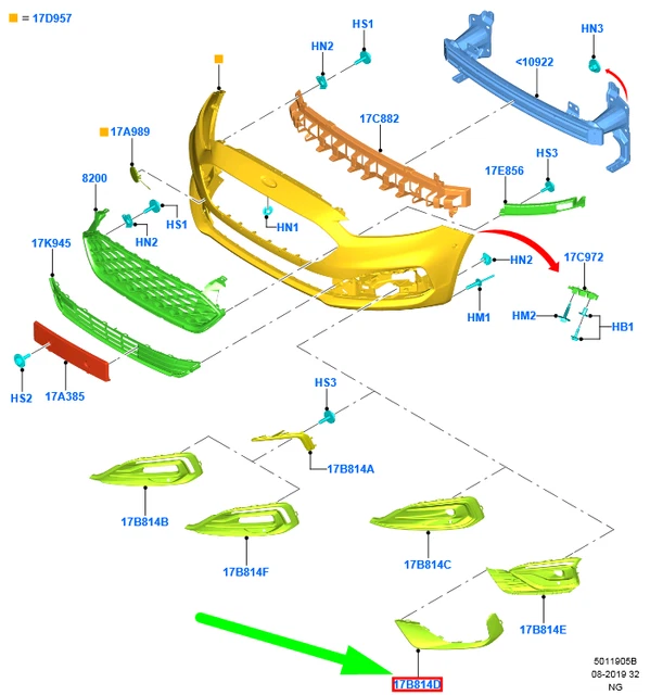 FORD MONDEO MK5 Front Bumper Right Grille Trim 2386906 NEW GENUINE £98. ...