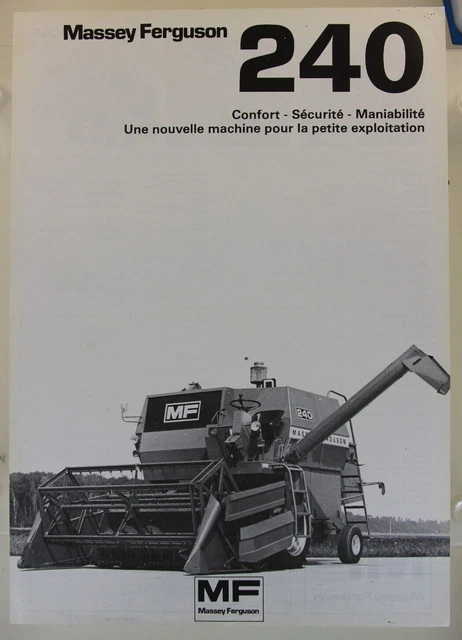 PROSPECTUS BROCHURE MASSEY Ferguson MF 240 moissonneuse batteuse combine tractor EUR 19,99 ...