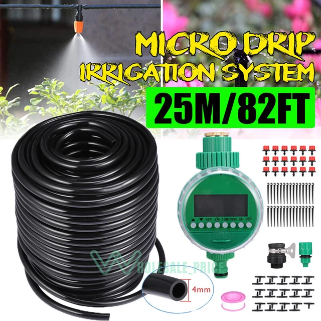 82FT HOSE AUTOMATIC Drip Irrigation System Micro Sprinkle Self Watering ...