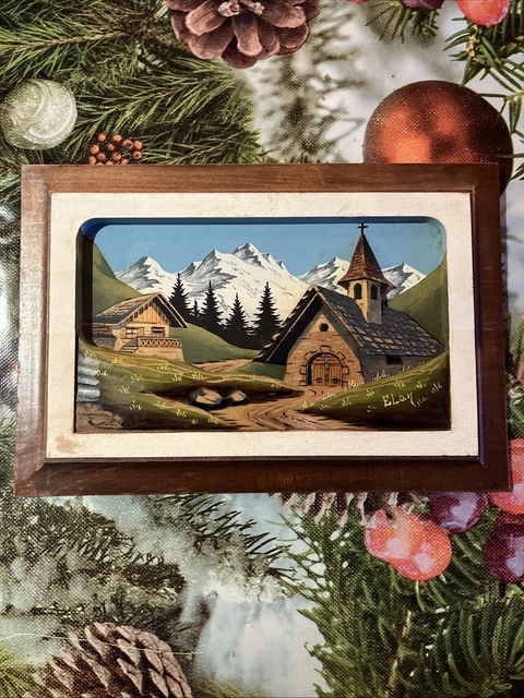 RARE TABLEAU RELIEF En Bois Sculpté Vintage / Artisanat et Souvenir De ...