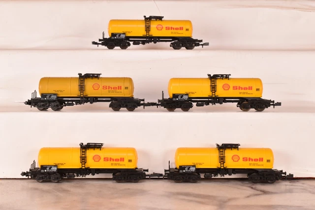 ROCO SPUR N 4-Achs Güterwagen Kesselwagen Shell der DB 5-tlg. Nr. 2364 ...