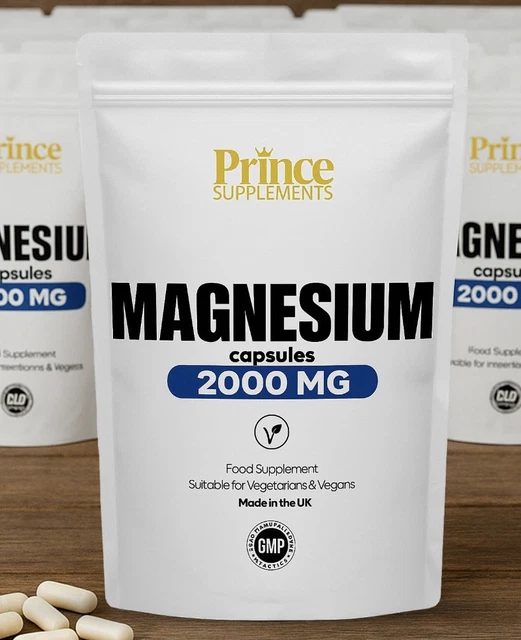 MAGNESIUM GLYCINATE 120 Capsules 2000Mg High Strength Fatigue, Bone ...
