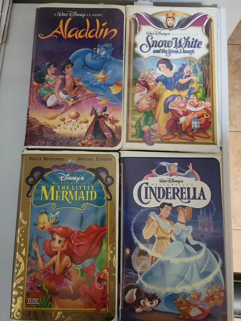 DISNEY VHS LOT Movie Bundle - Aladdin, SnowWhite, Cinderella, Little ...