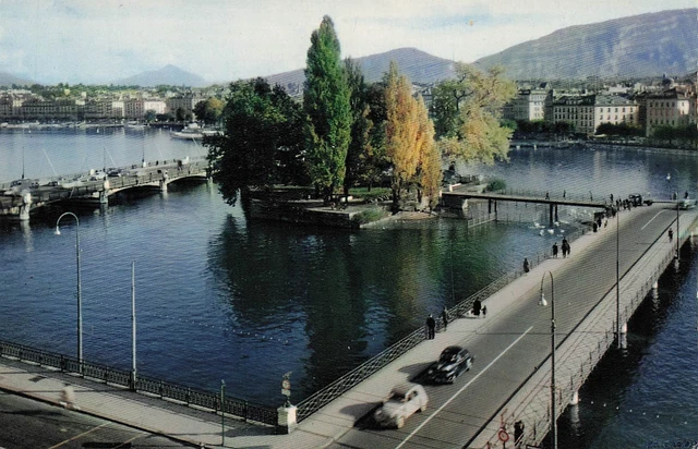 SUISSE GENEVE L Ile Jean Jacques Rousseau Et Le Pont Des Ber EUR 5,90 ...