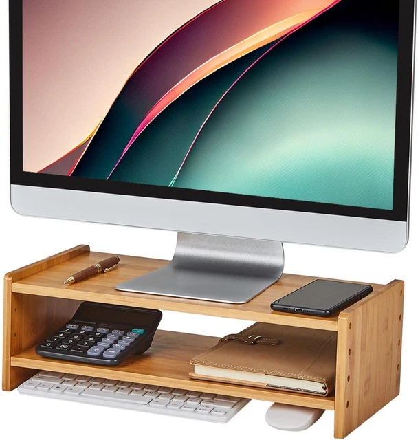 MONITOR STAND RISER, 2 Tiers Computer Monitor Stand with Storage ...