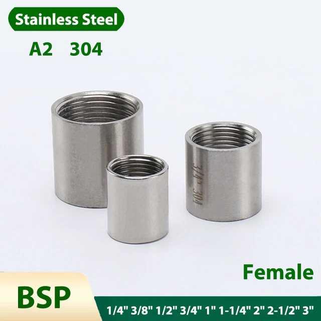 ROUND FEMALE THREAD Connector A2 Stainless Steel 304 Fittings BSP ...