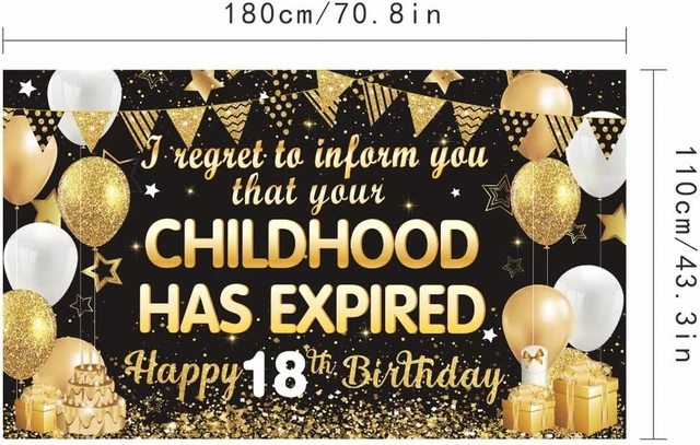 18TH BIRTHDAY BANNER Backdrop I Regret to Inform You Your Childhood Has ...