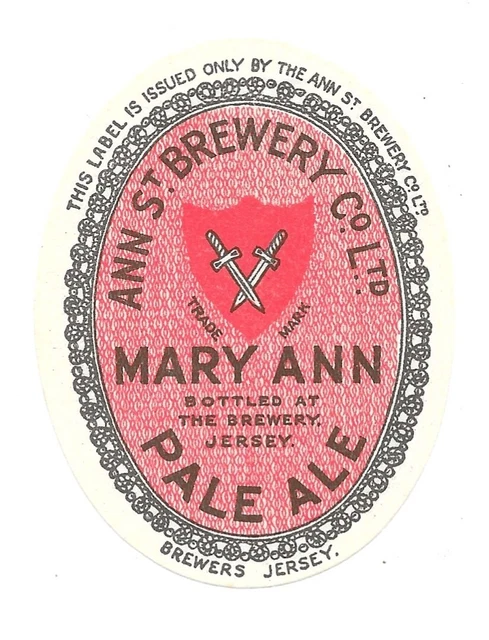 OLD UK BEER Bottle Label ANN STREET BREWERY St Helier JERSEY Channel ...