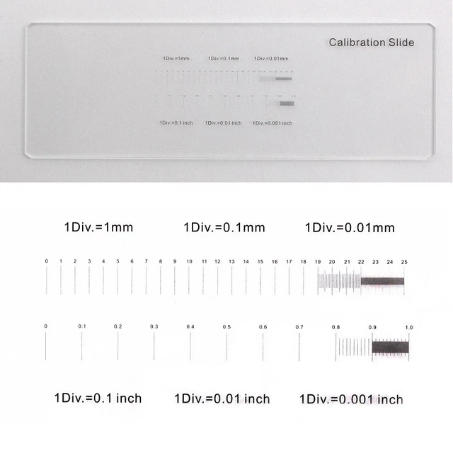 MICROSCOPE CALIBRATION SLIDE Stage Micrometer 0.01 Millimeter 0.001 ...