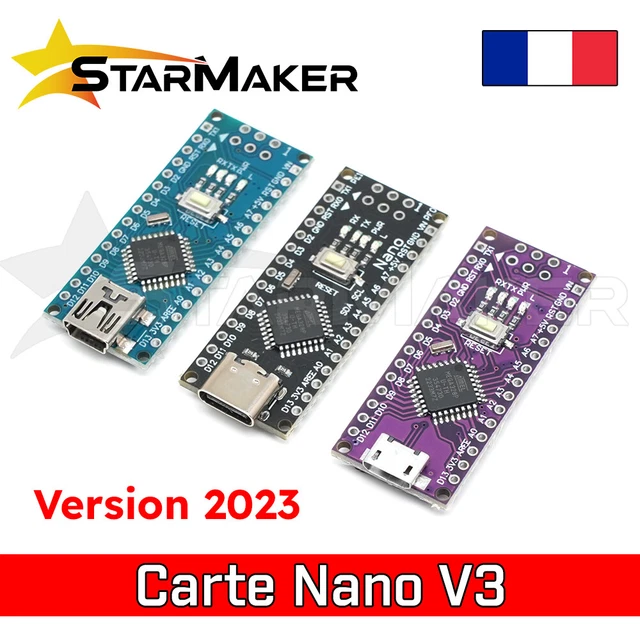 CARTE NANO V3 ATmega328P Micro-USB / C / Mini shield CH340C compatible Arduino EUR 1,99 ...
