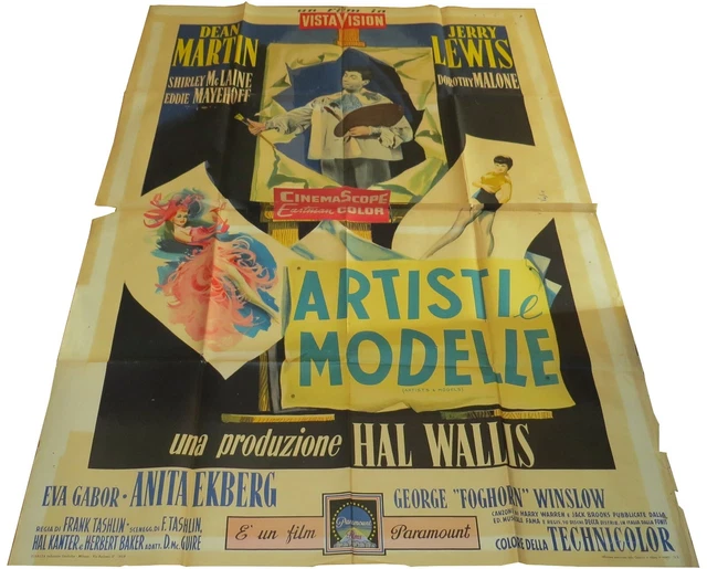 ARTISTI E MODELLE Italian Poster 2P Manifesto Jerry Lewis Dean Martin ...