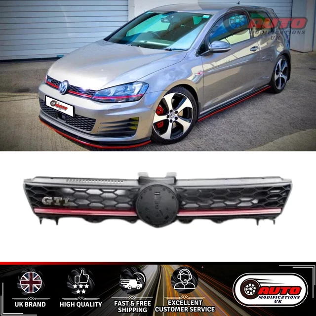 VW GOLF MK7 GTI Style Front Grille (WITH VW BADGE) Matte Black Mesh ...