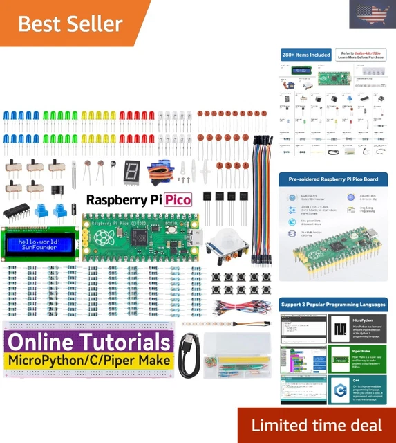 STARTER KIT FOR Raspberry Pi Pico with 40 Projects Online Tutorials ...