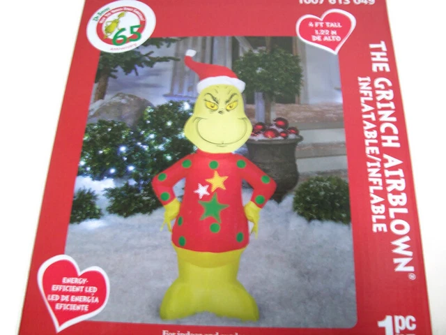 Disney Christmas Dr Seuss The Grinch Airblown Inflatable 4 Ft Tall New