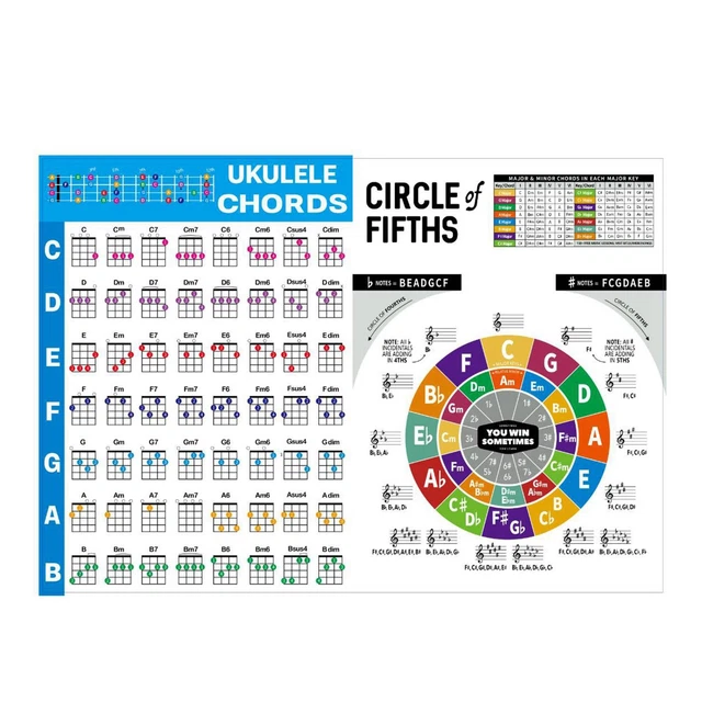UKULELE CHORD CHART Sticker Ukulele Chord Chart for Beginner Big Size ...
