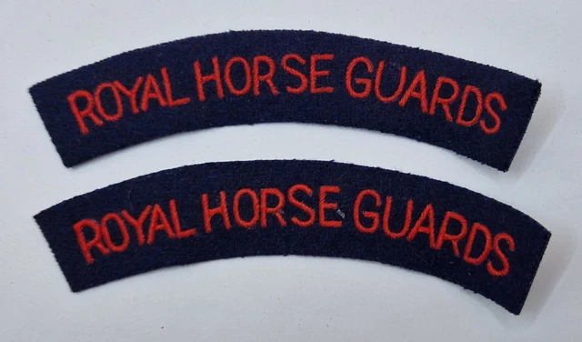 WW2 BRITISH ARMY Royal Horse Guards Shoulder Title Pair Embroidered ...