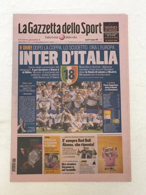 GAZZETTA SPORT ORIGINALE Inter Internazionale 18° Scudetto Triplete ...