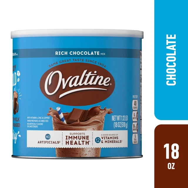 OVALTINE RICH CHOCOLATE Drink Mix Powdered Drink Mix for Hot and Cold Milk,18 oz £5.74 - PicClick UK