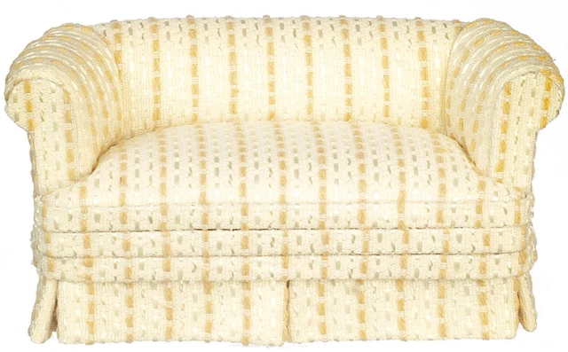 MAISON DE POUPÉES Crème Canapé Doré Bandes Causeuse Canapé JBM Meuble de Salon EUR 61,56 ...