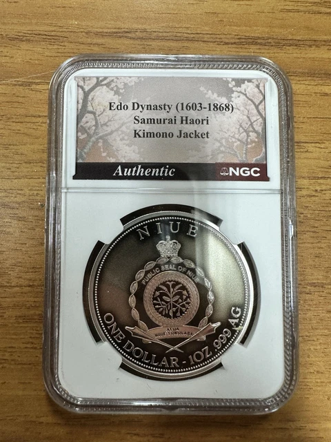 2025 NIUE 1 oz Silver Reverse Proof Samurai & Dragon Rose & Gold Gild ...