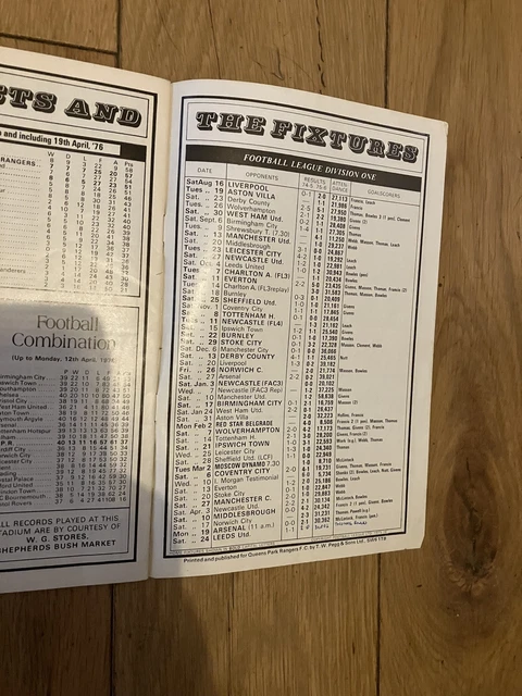 QPR PROGRAMMES COMPLETE Set 1975/76 25 inc league, FA & League Cup ...