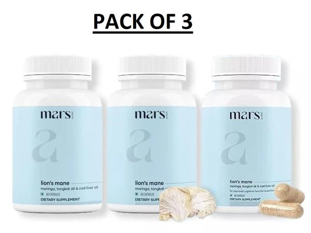 MARS BY GHC Lion’s Mane Caps (60N) Powered with Moringa Powder (Pack of ...
