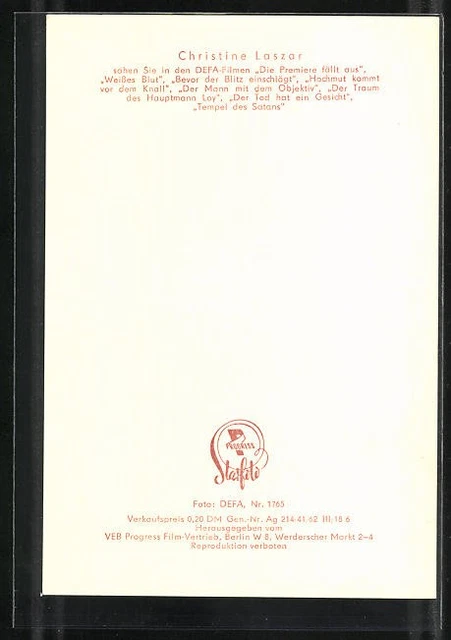 ATTRICE CHRISTINE LASZAR, cartolina EUR 2,00 - PicClick IT