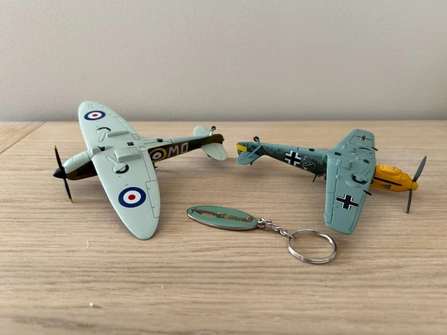 BATTLE OF BRITAIN Spitfire & Messerschmitt Models. Complete with stands ...
