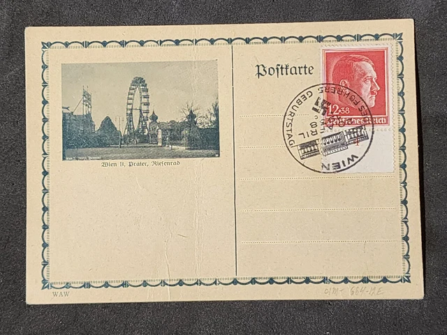 WW2 WWII NAZI Germany Third Reich postcard WIEN Ferris Wheel Hitler B ...