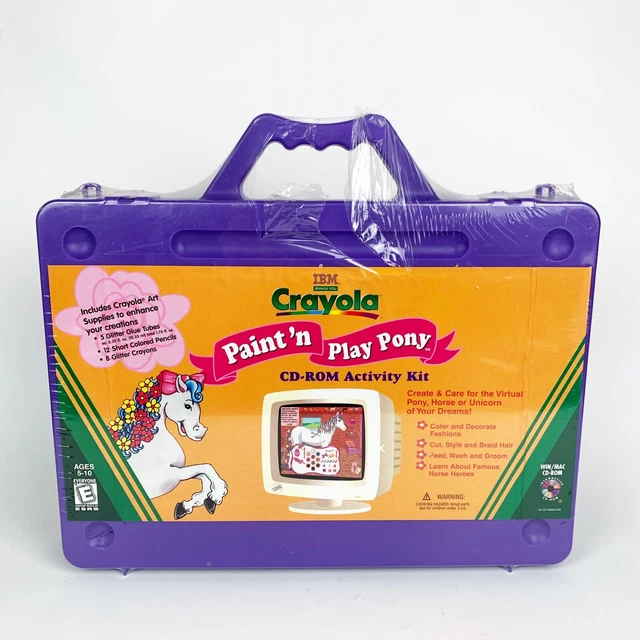 CRAYOLA PAINT 'N PLAY PONY CD-ROM Activity Kit 1998 IBM Coloring PC ...
